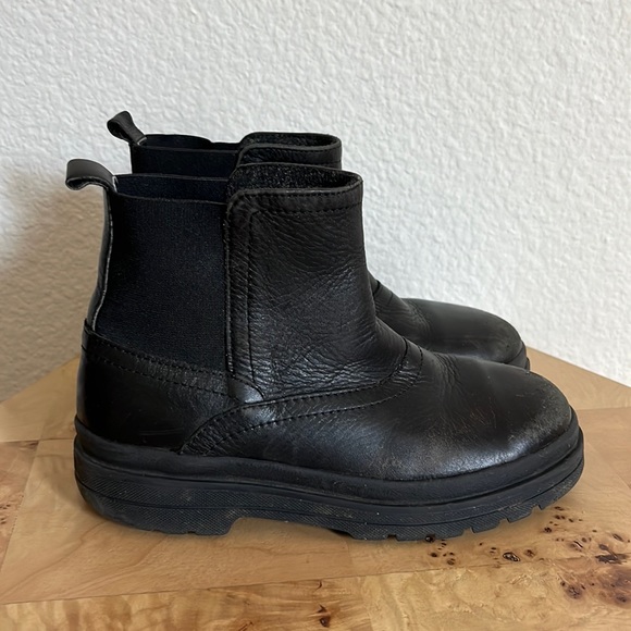 Zara | Shoes | Zara Well Loved Black Chunky Leather Moto Biker Boots ...